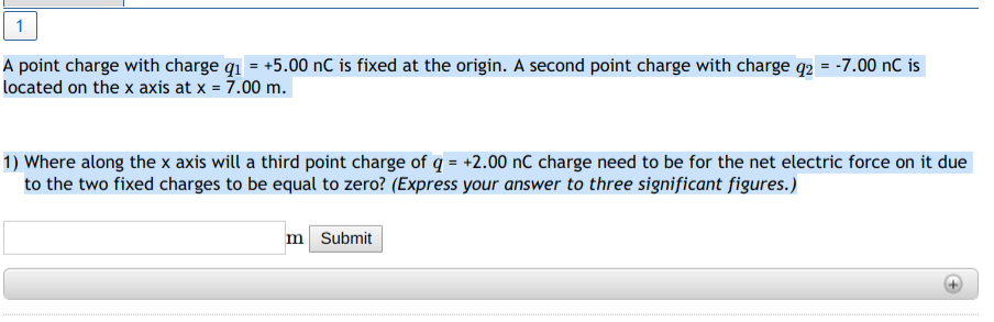 Solved A point charge with charge q1 = +5.00 nC is fixed at | Chegg.com