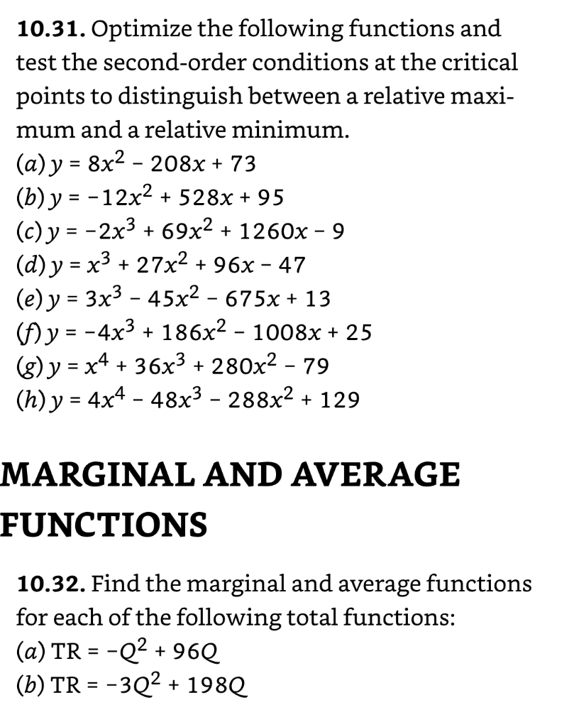 Solved 10.31. Optimize the following functions and test the | Chegg.com