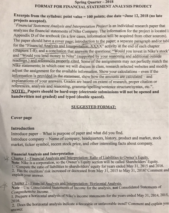 I have completed the financial analysis and | Chegg.com