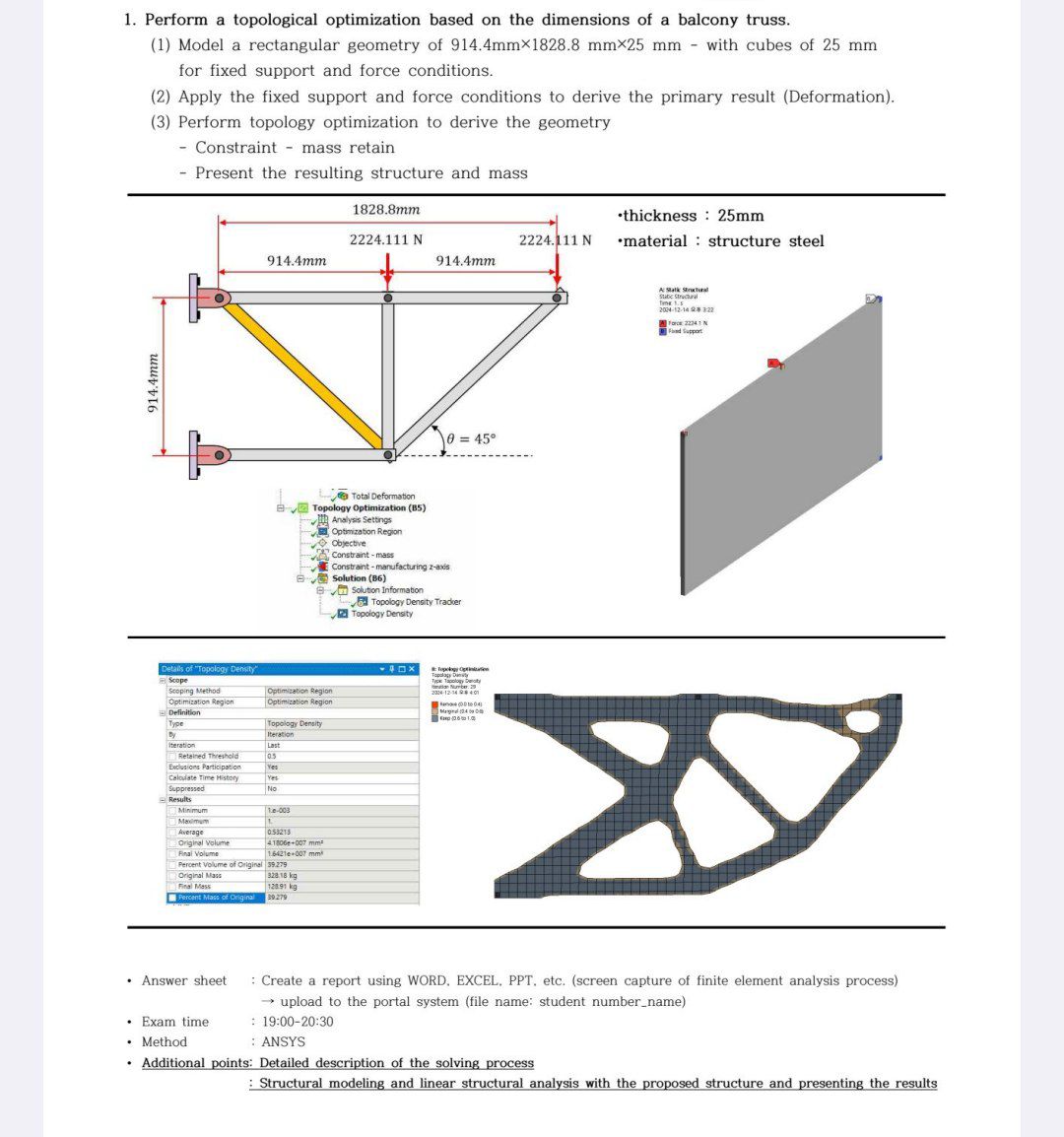 Solved 1. ﻿Perform a topological optimization based on the | Chegg.com