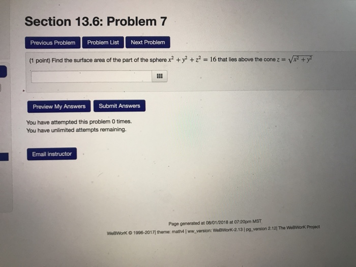 Solved Section 13.6: Problem 5 Previous Problem Problem List | Chegg.com
