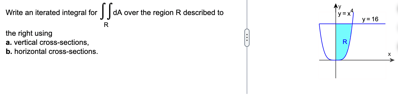 Solved Write an iterated integral for ∬RdA over the region R | Chegg.com
