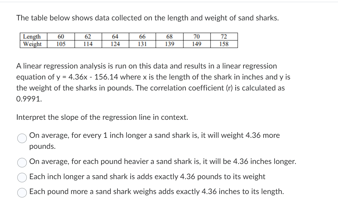 Solved The table below shows data collected on the length | Chegg.com