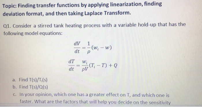 Topic: Finding transfer functions by applying | Chegg.com