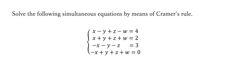 Solved Solve the following simultaneous equations by means | Chegg.com