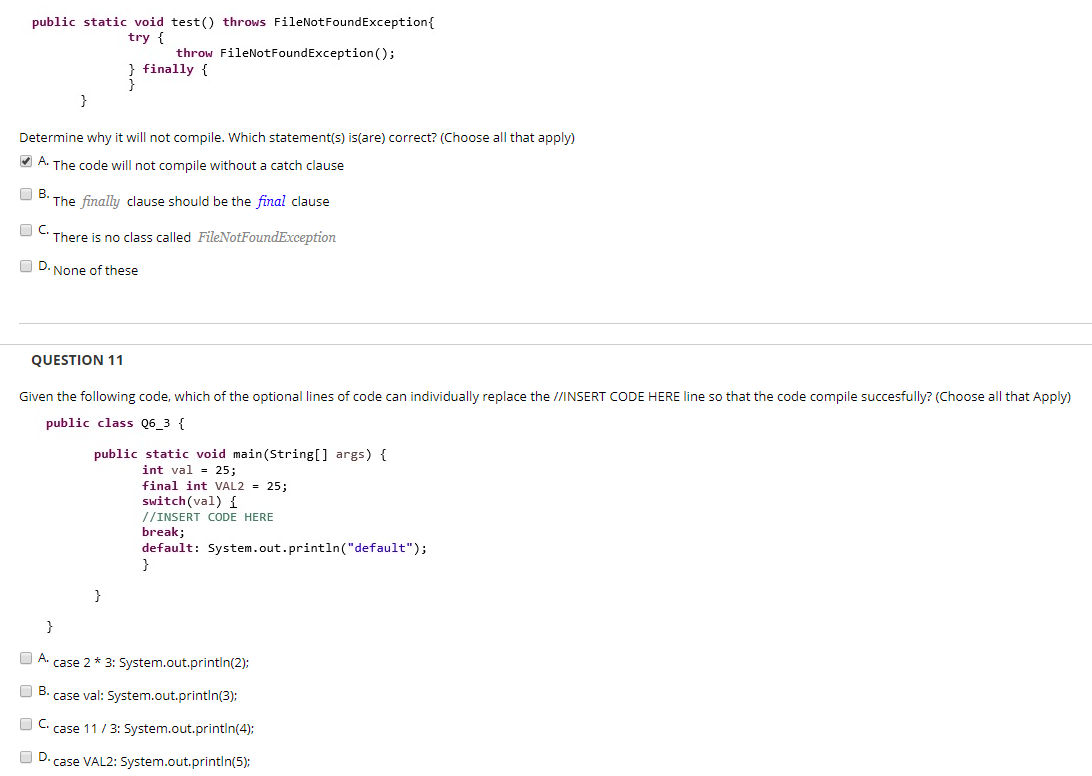Solved Determine why it will not compile. Which statement(s) | Chegg.com