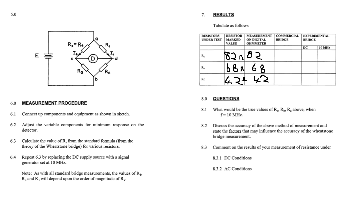 Solved 5.0 7. RESULTS Tabulate as follows a RESISTORS UNDER | Chegg.com