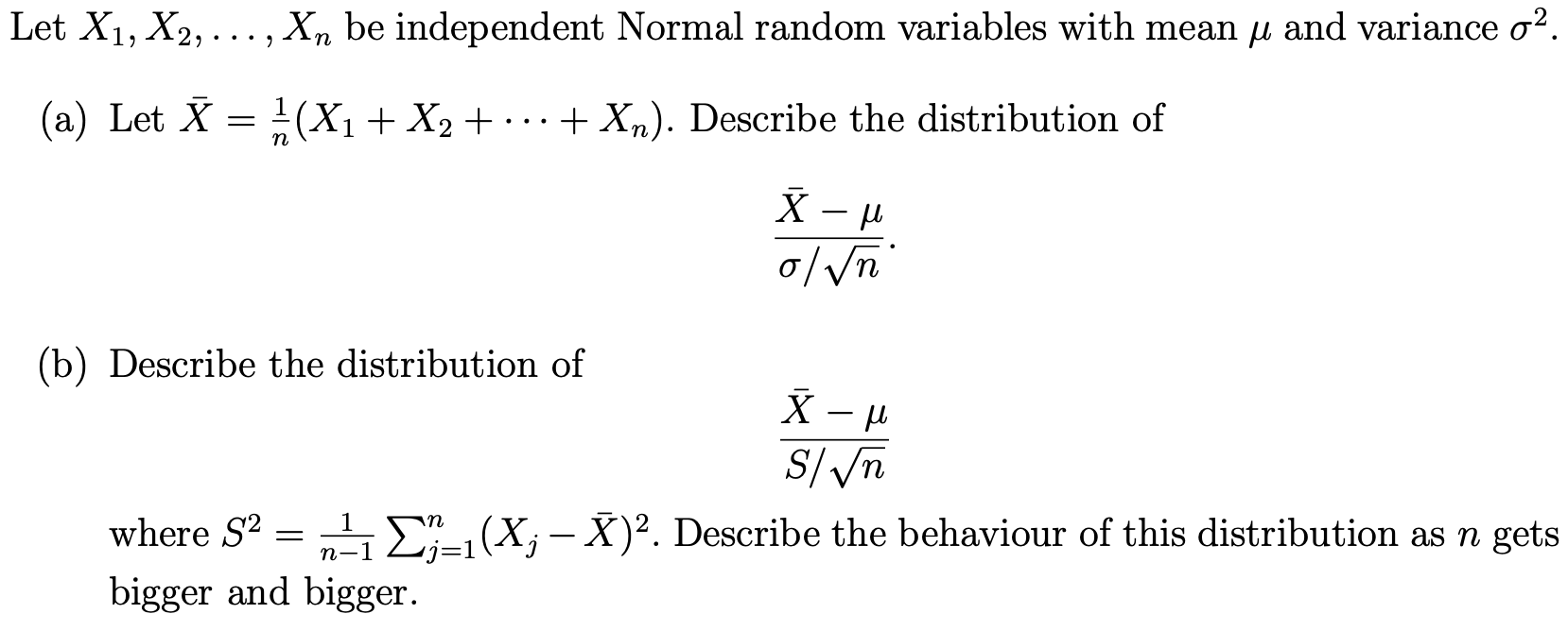 Solved Let X1, X2, ..., Xn be independent Normal random | Chegg.com