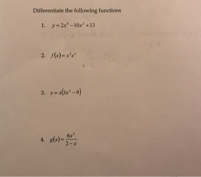 Solved Differentiate the following functions 1, y=2x4-10x2 | Chegg.com