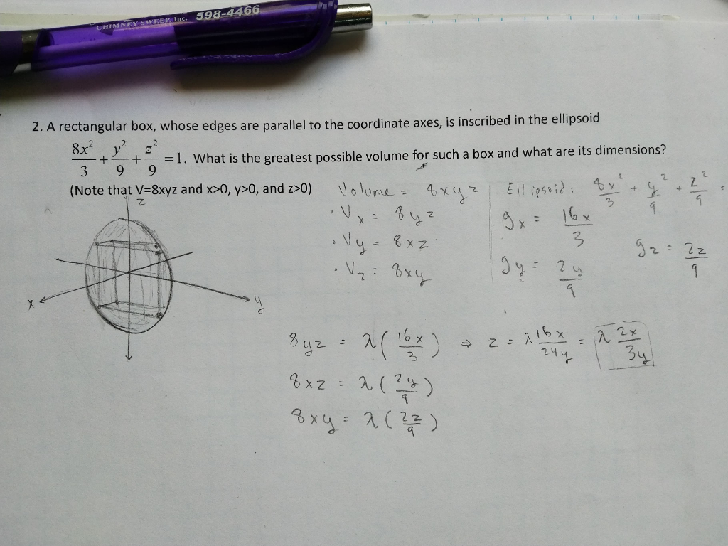 Solved A rectangular box, whose edges are parallel to | Chegg.com