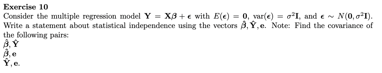 Solved Consider the multiple regression model Y=Xβ+ϵ with | Chegg.com