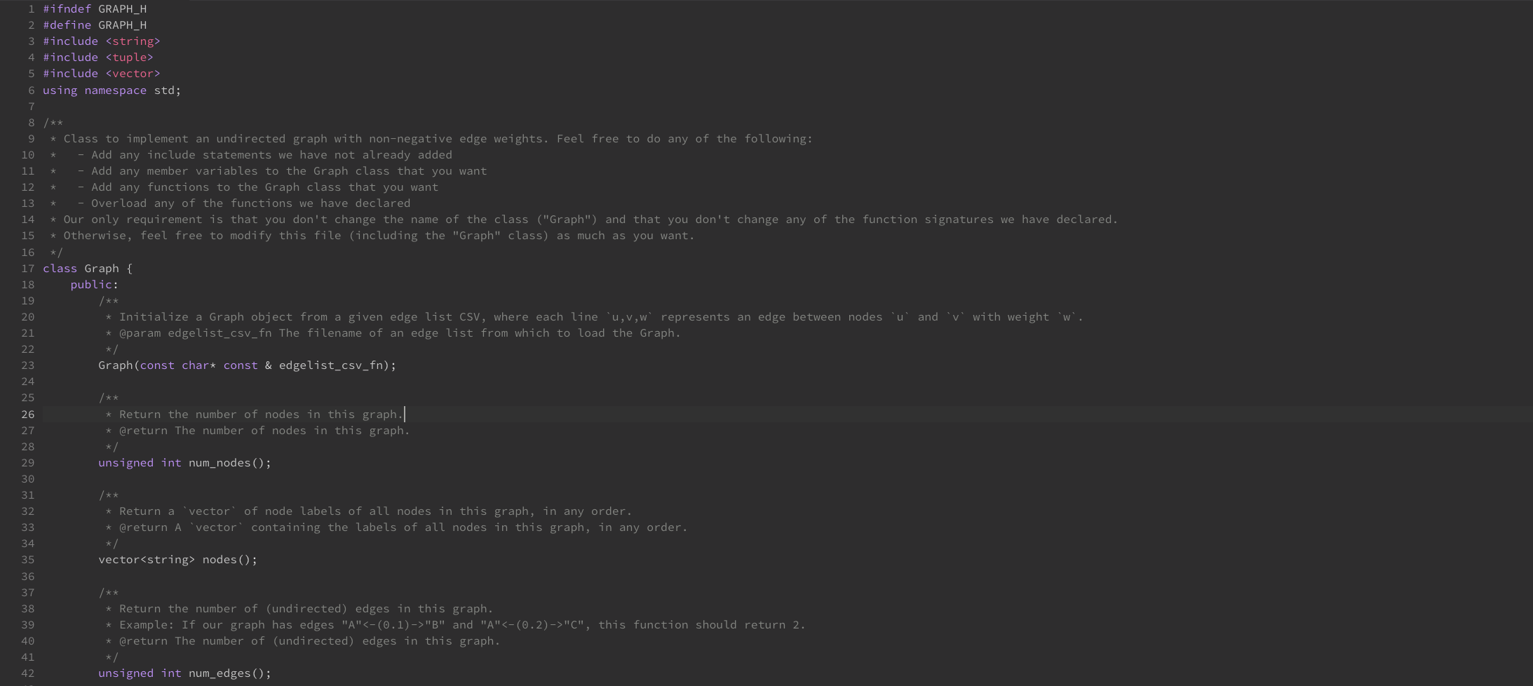 Solved * u V 1 #ifndef GRAPH_H 2 #define GRAPH_H 3 #include | Chegg.com