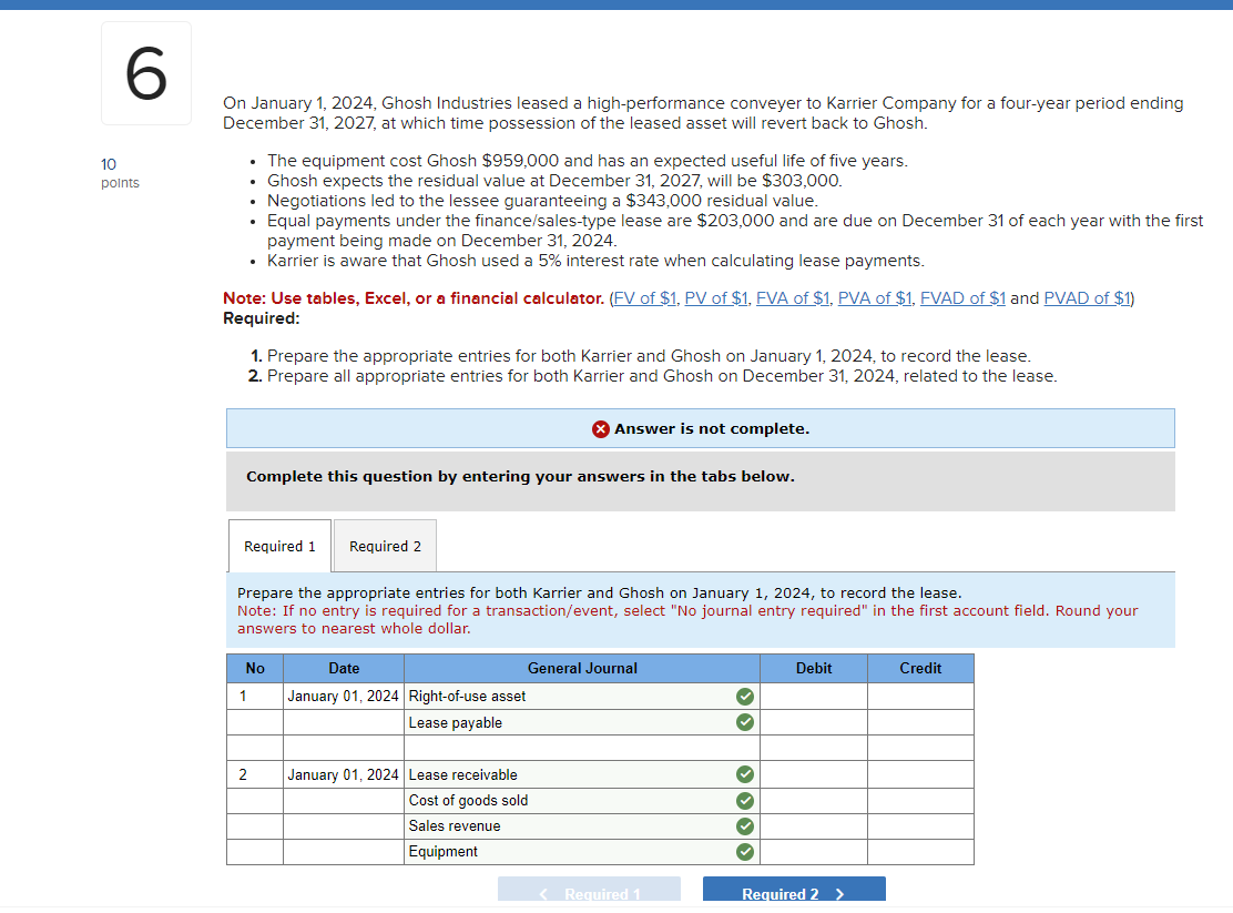 Solved On January 1, 2024, Ghosh Industries leased a | Chegg.com