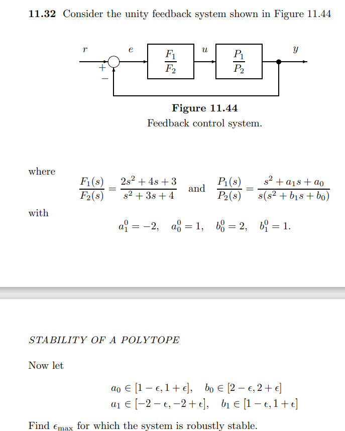 Solved 11.32 Consider the unity feedback system shown in | Chegg.com