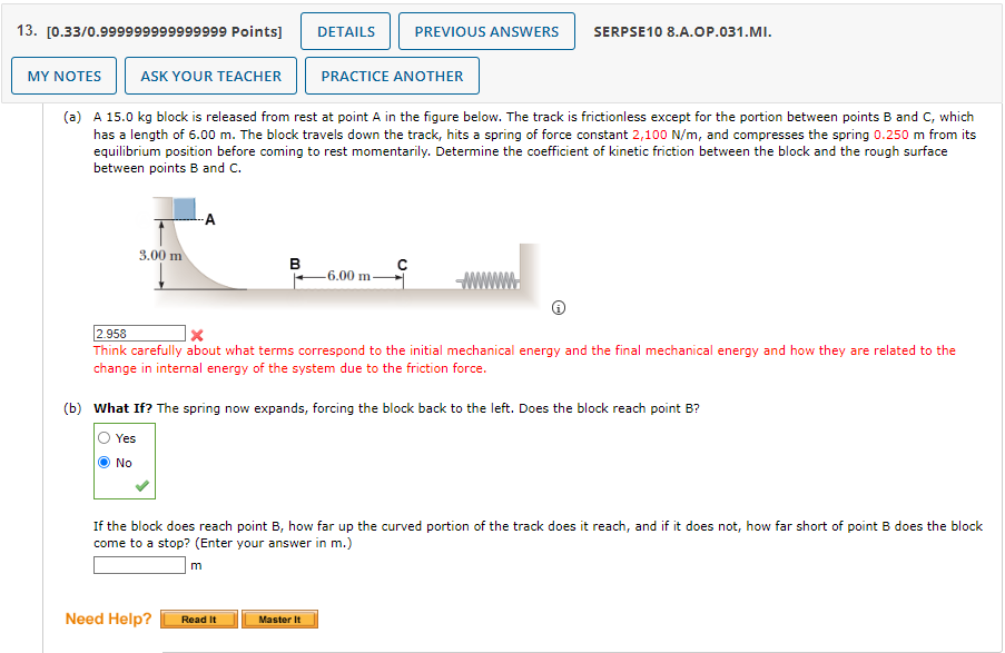 Solved (a) A 15.0 kg block is released from rest at point A | Chegg.com