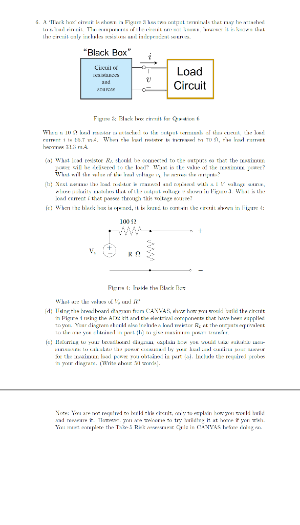 Solved A `Black box' circuit is shown in Figure 3 has two | Chegg.com