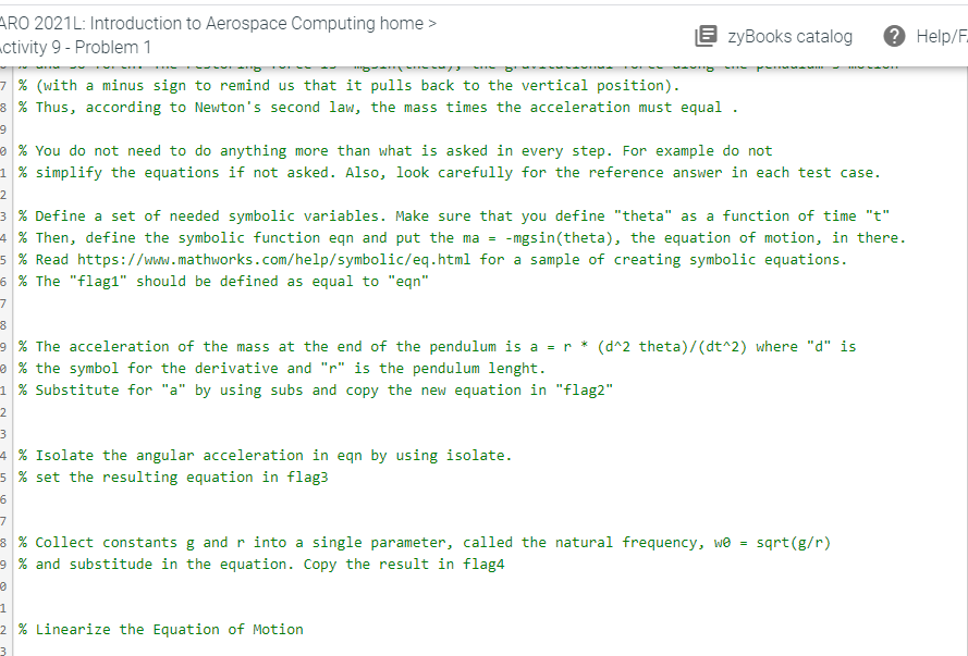 Pendulum Problem For this problem, we simulate and | Chegg.com