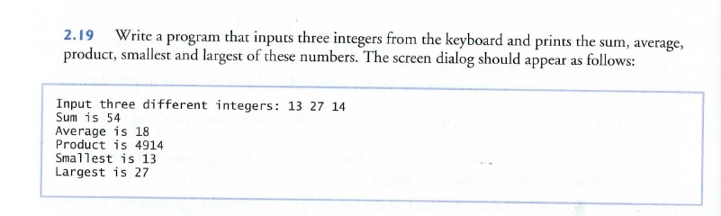 Solved 2 19 Write A Program That Inputs Three Integers From