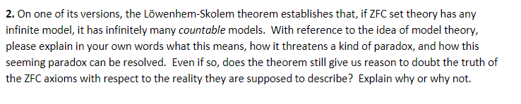 2. On one of its versions, the Löwenhem-Skolem | Chegg.com