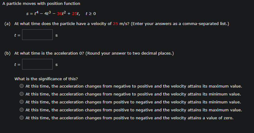 Solved A particle moves with position function | Chegg.com