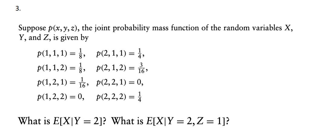 Solved Suppose p(x,y,z), the joint probability mass function | Chegg.com