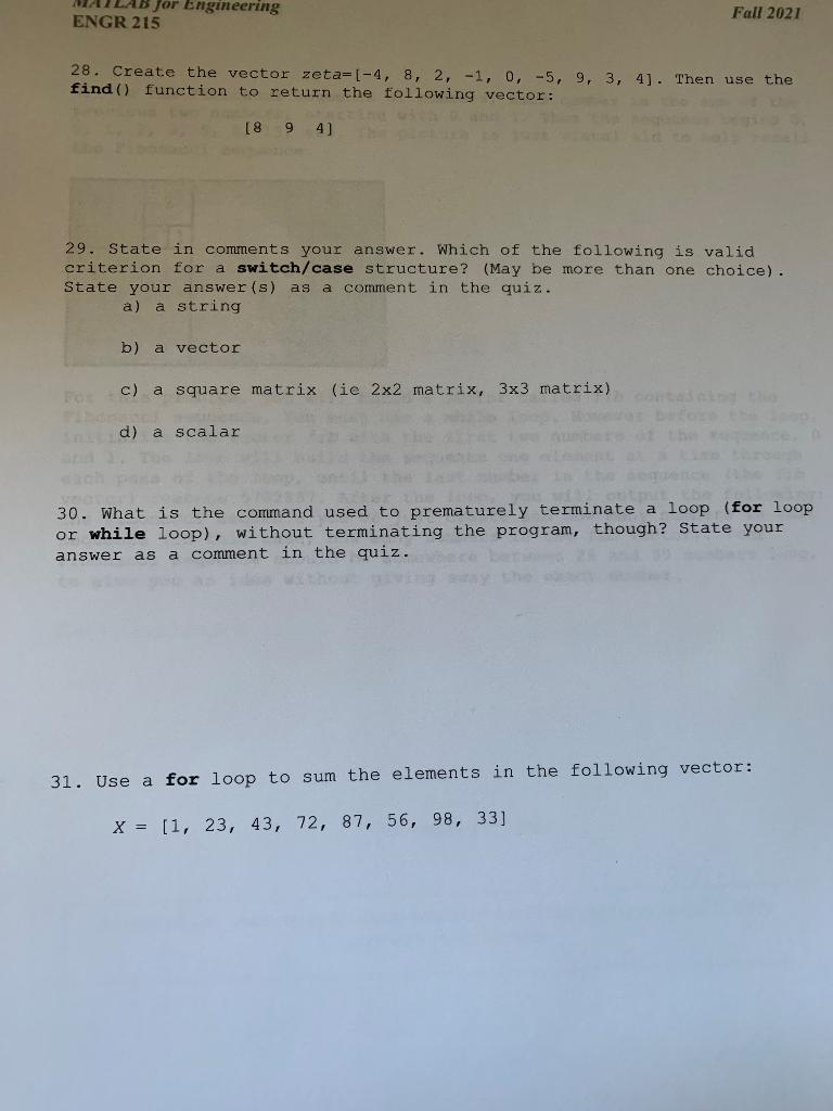 Solved LAB for Engineering ENGR 215 Fall 2021 28. Create the | Chegg.com