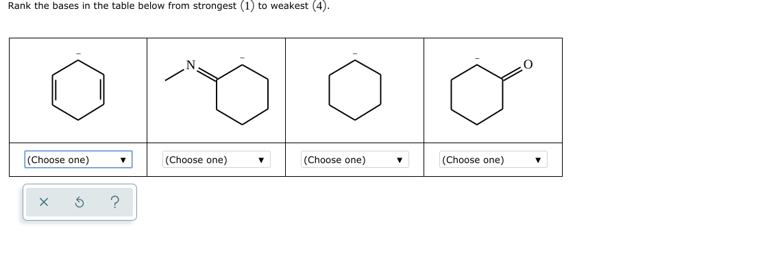 Solved Rank the bases in the table below from strongest (1) | Chegg.com