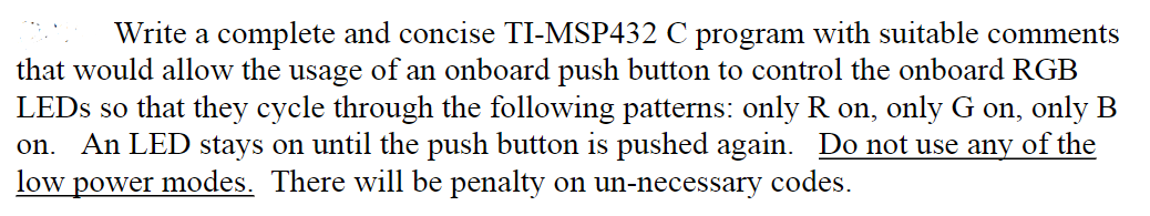 Write a complete and concise TI-MSP432 C program with | Chegg.com
