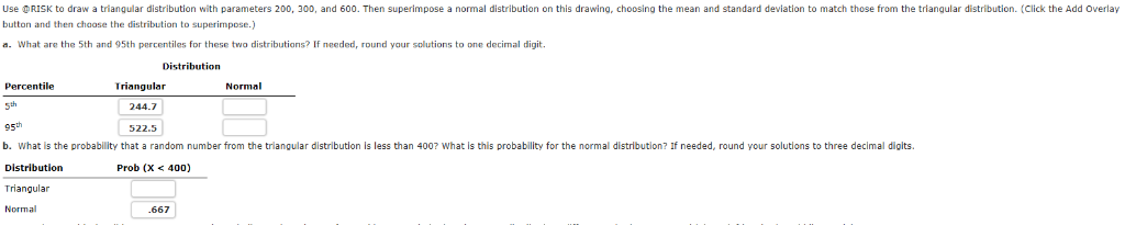 Solved Use ORISK to draw a triangular distribution with | Chegg.com
