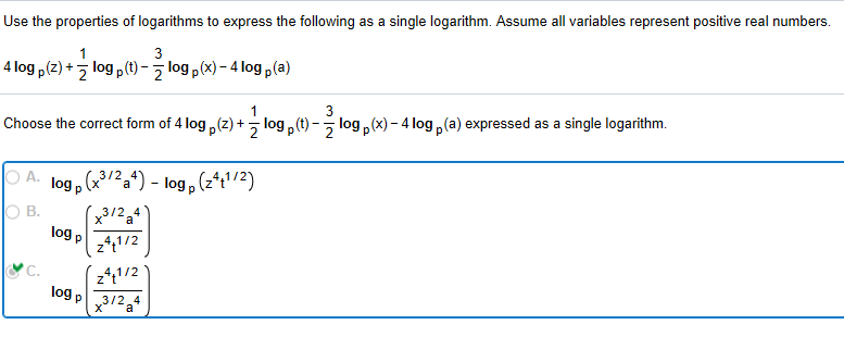 Solved Use the properties of logarithms to express the | Chegg.com