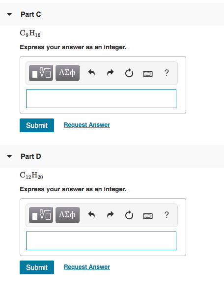 Solved Part C CoH16 Express your answer as an integer. | Chegg.com