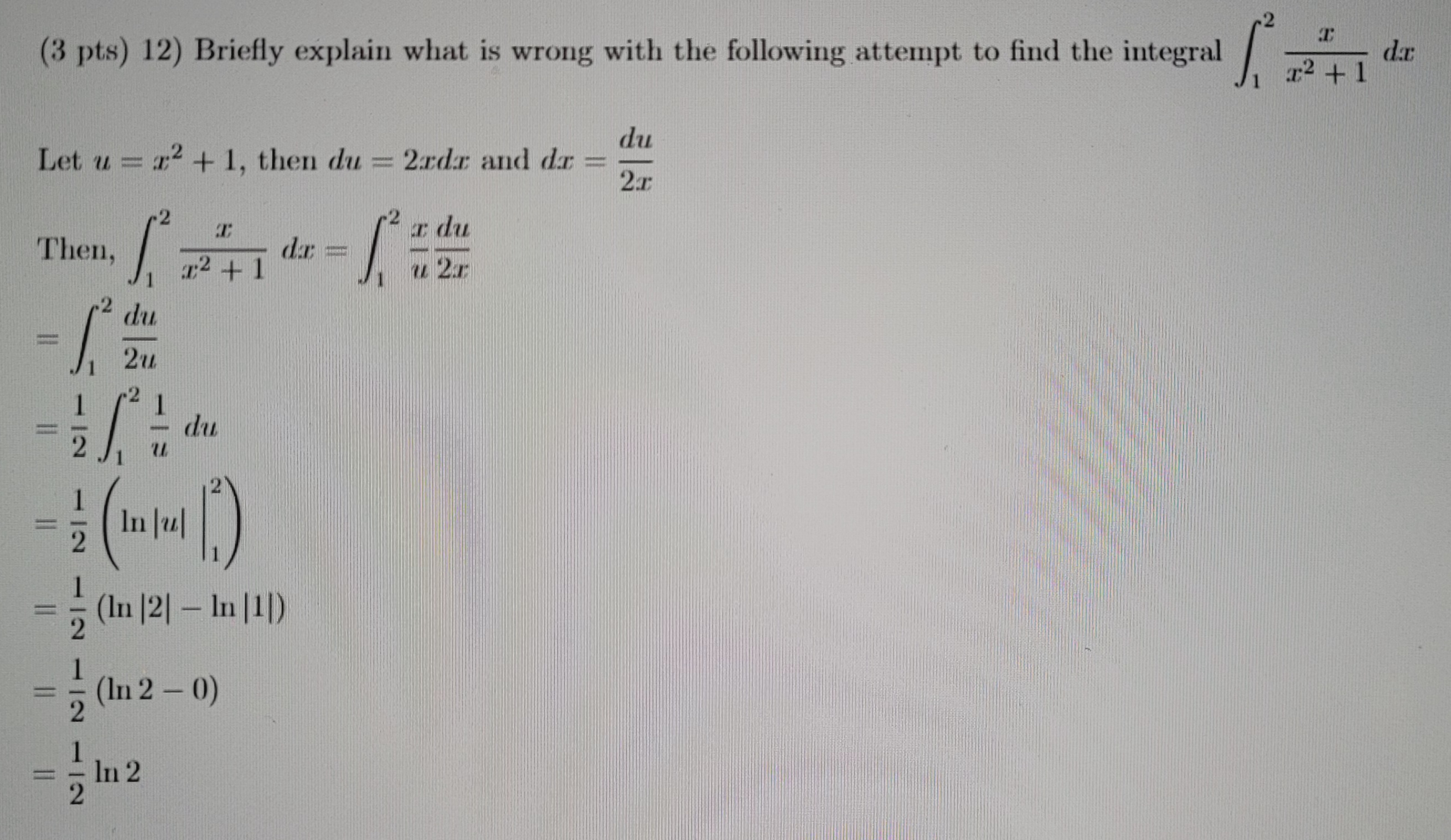 (3 pts) 12) Briefly explain what is wrong with the | Chegg.com