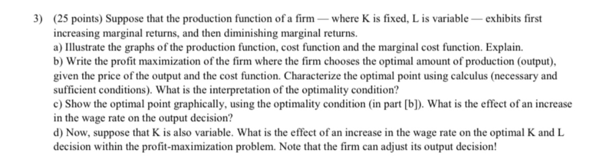 Solved 3) ( 25 ﻿points) ﻿Suppose that the production | Chegg.com
