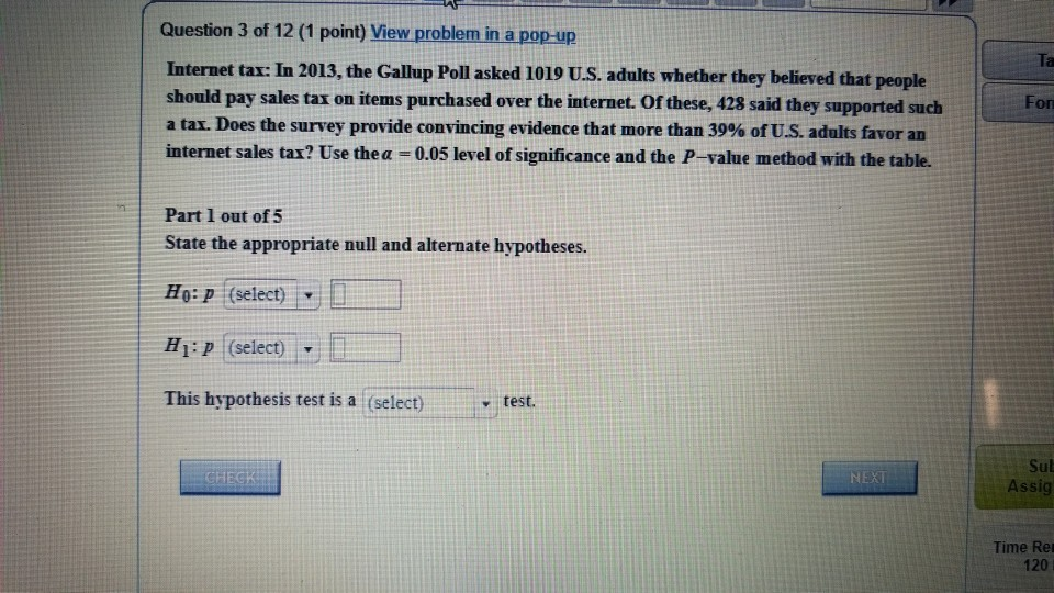 Solved Question 2 of 12 (1 point) View problem in a pop-up | Chegg.com