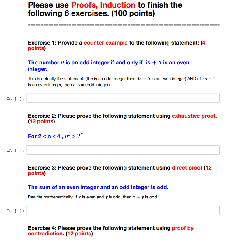 Solved Please use Proofs, Induction to finish the following | Chegg.com