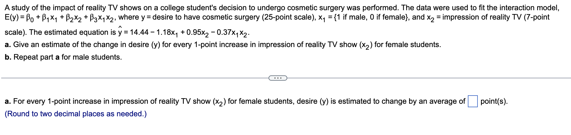 Solved + + A study of the impact of reality TV shows on a | Chegg.com