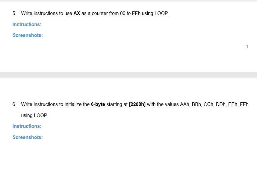 Solved 5. Write instructions to use AX as a counter from 00 | Chegg.com