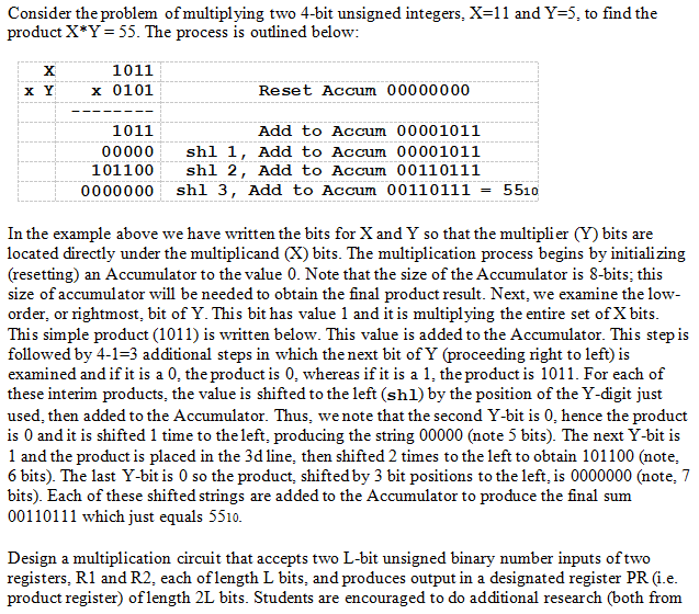 Consider the problem of multiplying two 4-bit | Chegg.com
