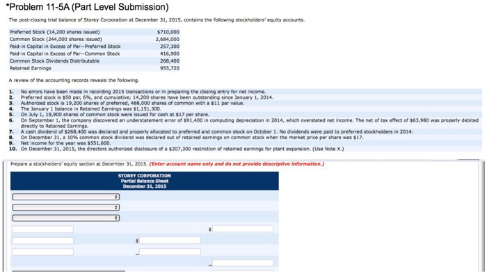 Solved Problem 11-5A (Part Level Submission) The | Chegg.com