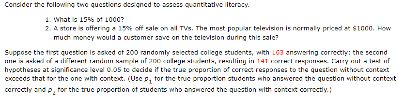 Solved Consider the following two questions designed to | Chegg.com