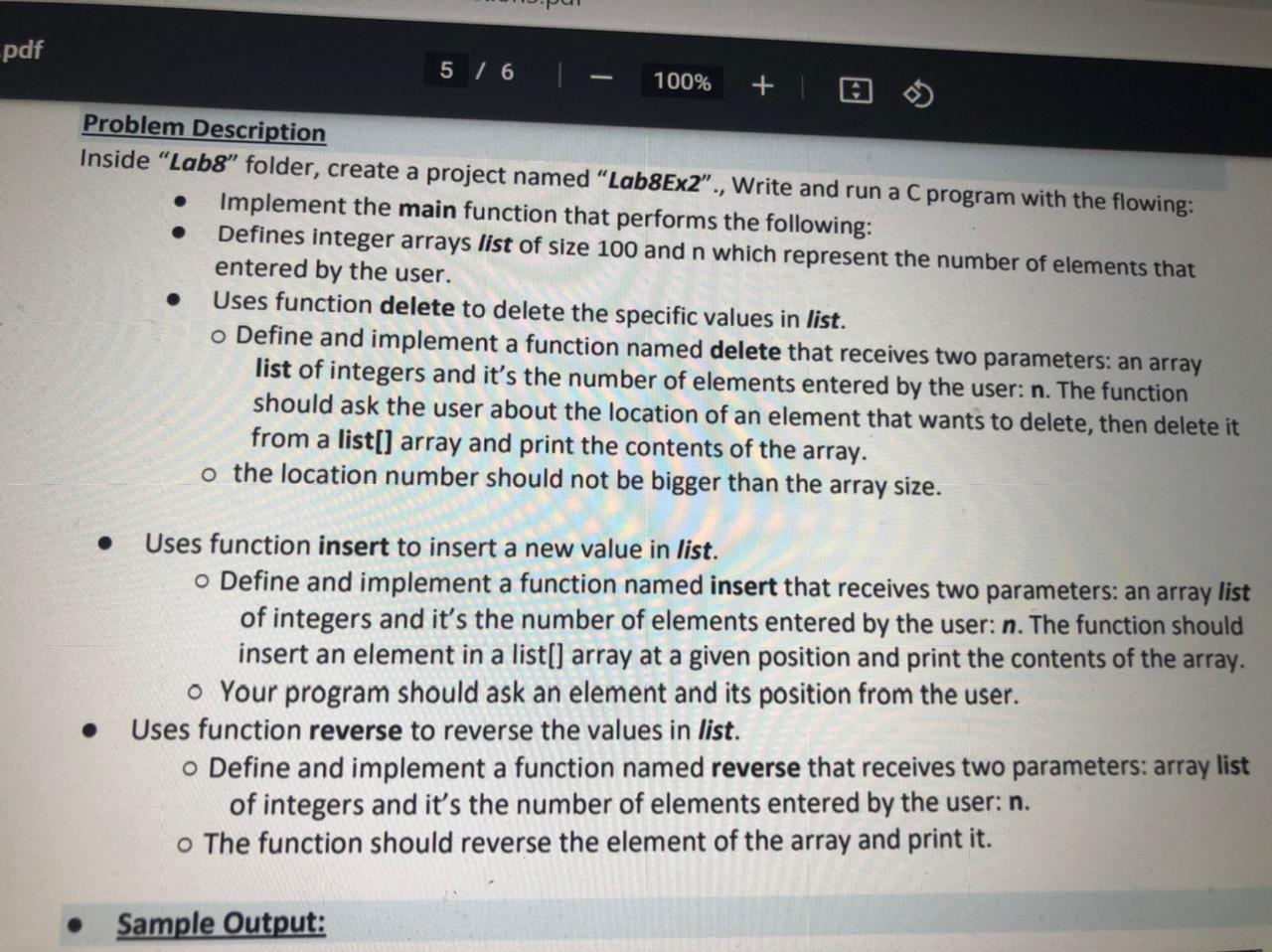 Solved .pdf 5 / 6 100% + Problem Description Inside "Lab8" | Chegg.com