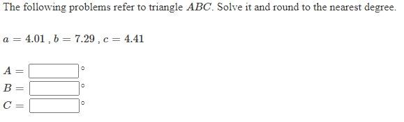 Solved The following problems refer to triangle ABC. Solve | Chegg.com