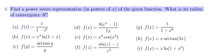 Solved 4. Find a power series representation (in powers of x | Chegg.com