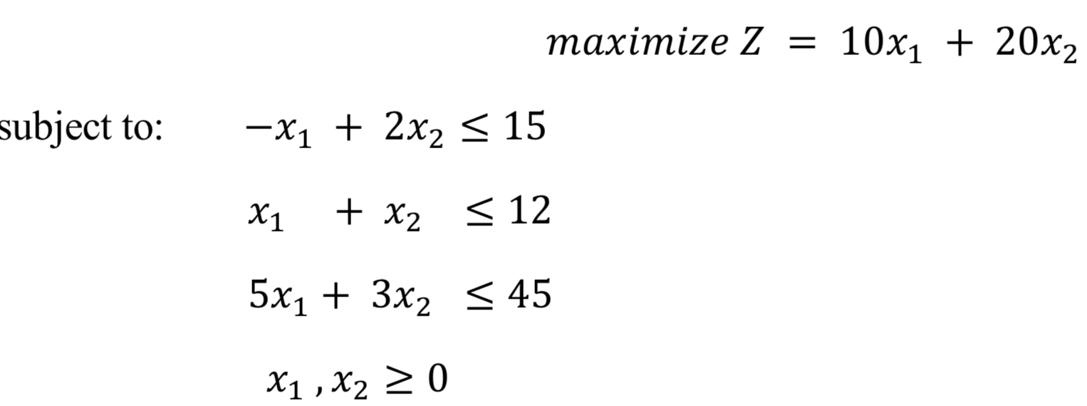 Solved maximize Z = 10x1 + 20x2 subject to: -X1 + 2x2 = 15 | Chegg.com