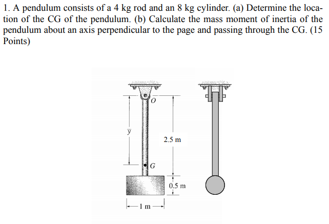 Solved 1. A pendulum consists of a 4 kg rod and an 8 kg | Chegg.com