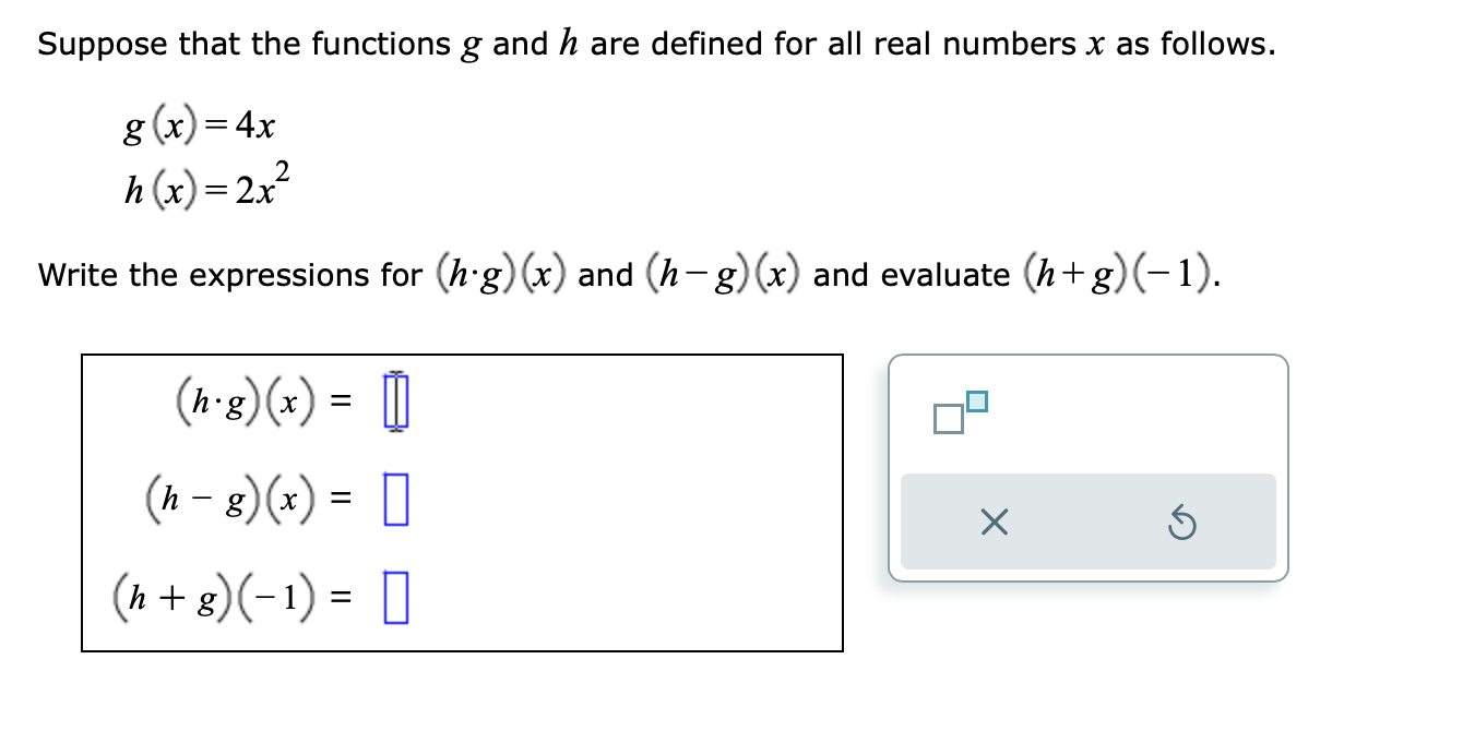 Solved Suppose that the functions g and h are defined for | Chegg.com