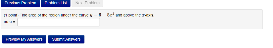 Solved ( 1 point) Find area of the region under the curve | Chegg.com