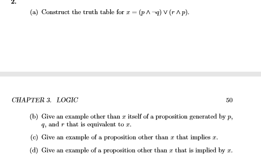 Solved (a) Construct the truth table for r (р^ -) V(глр). | Chegg.com