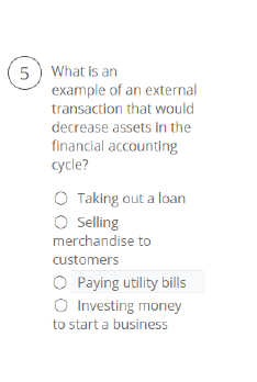 Solved 5) What is an example of an external transaction that | Chegg.com