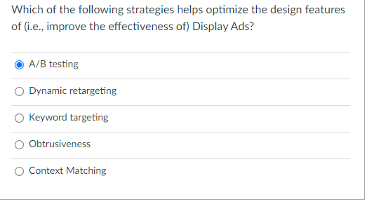 Solved Which of the following strategies helps optimize the | Chegg.com